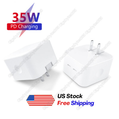 Dual USB C Port 35W Fast Wall Charger Type C Block For iPhone 14 13 12 ...