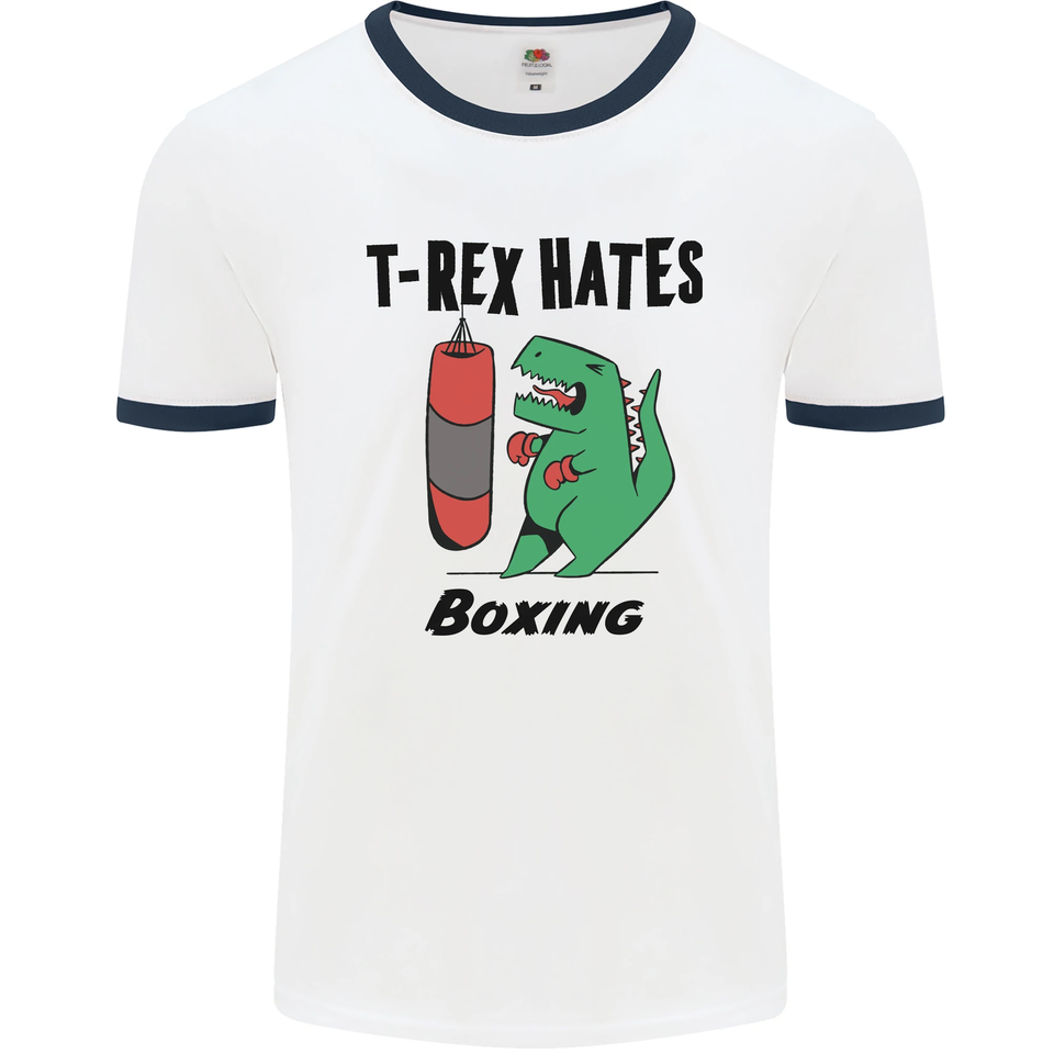 T-Rex Hates Boxing Funny Boxer MMA Sport Mens Ringer T-Shirt | eBay