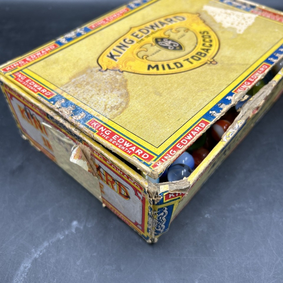 Vintage Marble Lot -in King Edward Seventh Cigar Box Peltier Mix Estate ...