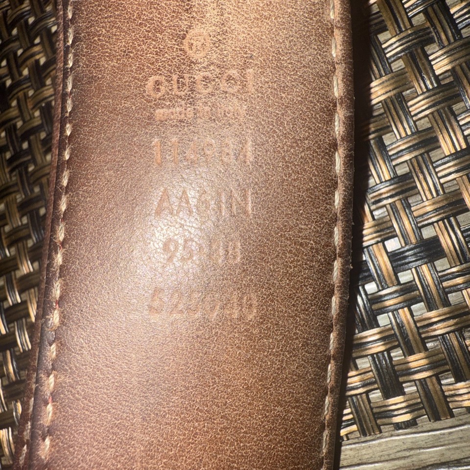 100% Authentic GUCCI Men's GG Logo Leather Belt Red Size 95-38 | eBay