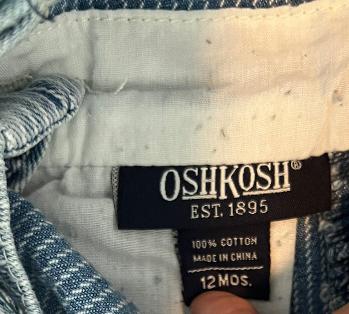 Vintage OSHKOSH Size 12 Month Toddler Railroad Stripe Overalls With ...