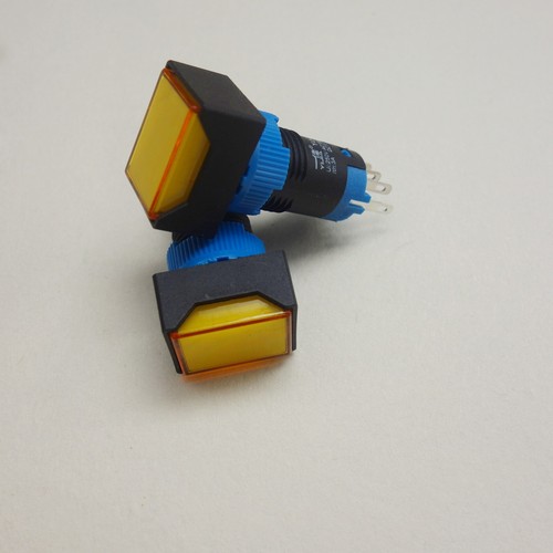 2PCS 12MM Yellow LED ILLUMINATED Rectangular Momentary PUSH BUTTON 2NO ...