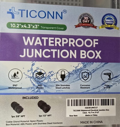 TICONN Waterproof Electrical Junction Box I10.2"x4.3"x3" (Clear) (NEW ...
