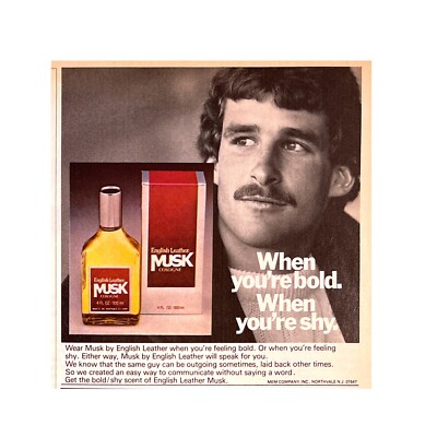 English Leather Musk Cologne Vintage 1983 80s Print Ad Bold Shy ...