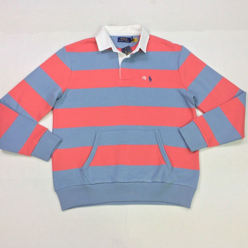 Polo Ralph Lauren Men Classic Bold Striped Hybrid Fleece Rugby Shirt ...