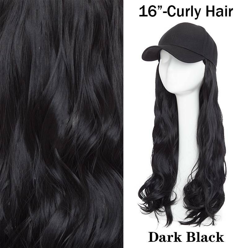 100% Natural Baseball Hat Cap Hair Extensions Real as Human Long Curly ...