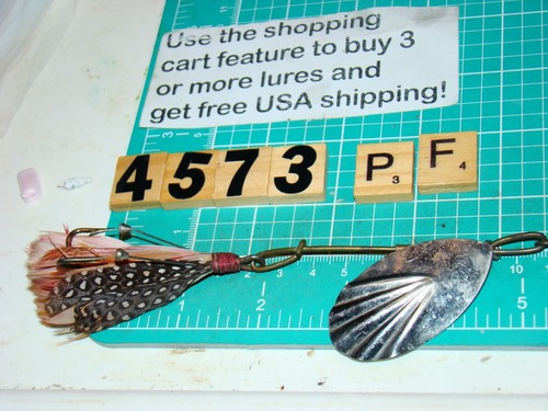 V4573 PF LARGE FEATHERED SPINNER BING WEEDLESS HOOK FISHING LURE | eBay
