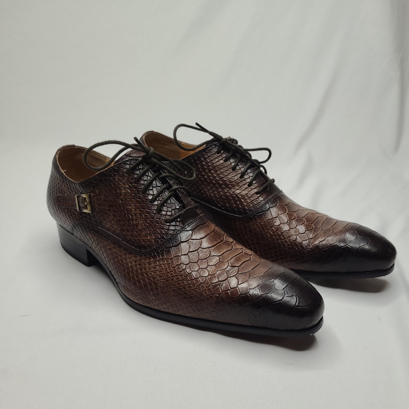 Daniel Wafer Brown Leather Faux Snake Leather Oxford … - Gem