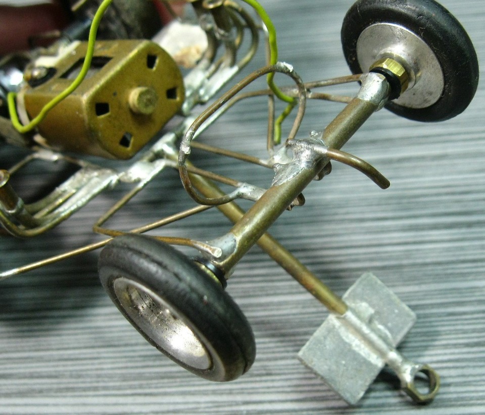 1960's SLOT CAR KuStOm brASS midget CHASSIS w/Side Pipe RUSSkit RWD ...