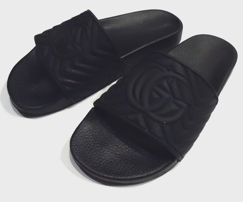 Gucci Women's Black Rubber Pool Slides Sandals Shoes size 8.5M | eBay