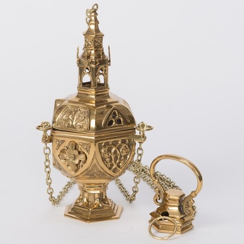 BRASS TRIPLE CHAIN CHURCH CENSER / THURIBLE - 21 - (CHURCH, RELIGIOUS ...