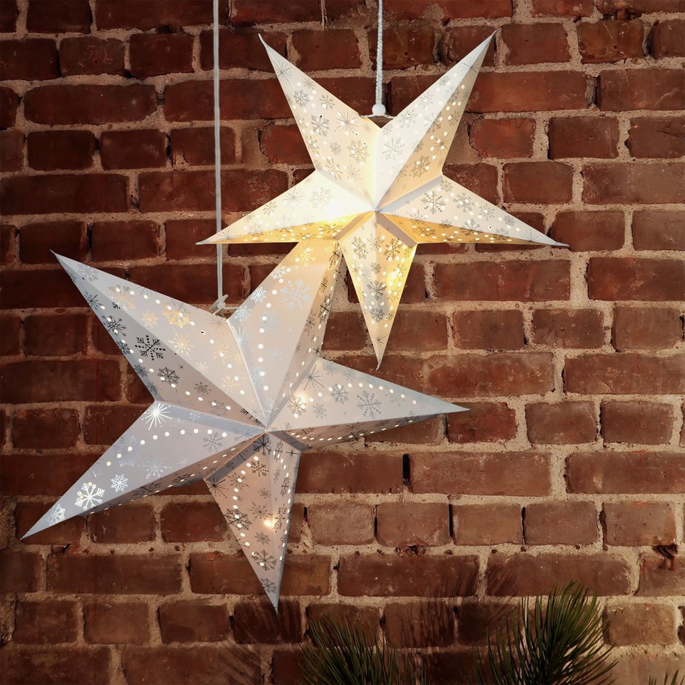 Large LED Decorative Festive Paper Star Hanging Christmas Lantern Xmas ...
