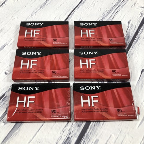 Lot of 6 SONY High Fidelity HF 90 Blank Cassette Tapes SEALED Normal ...