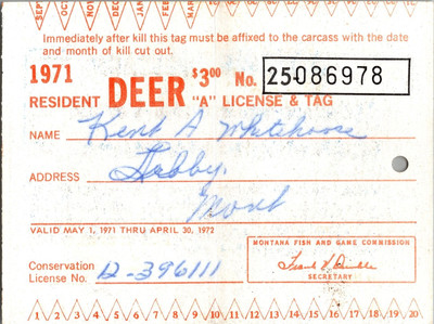 Licenses - Vintage Hunting License