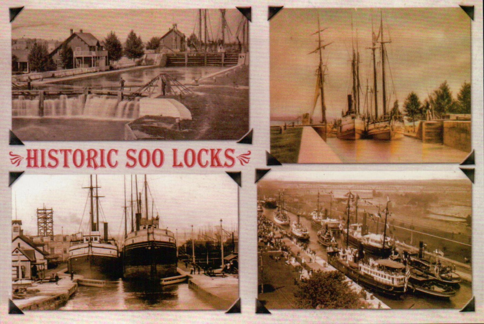 Historic Soo Locks at Sault Ste. Marie Michigan MI, Lake -- Modern Ship ...