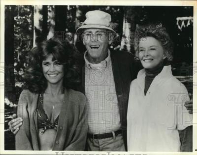 1984 Press Photo Henry and Jane Fonda, Katharine Hepburn in "On Golden ...