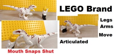 LEGO RAPTOR Dinosaur Teen ATROCIRAPTOR White Dark Red Striped EYES ...