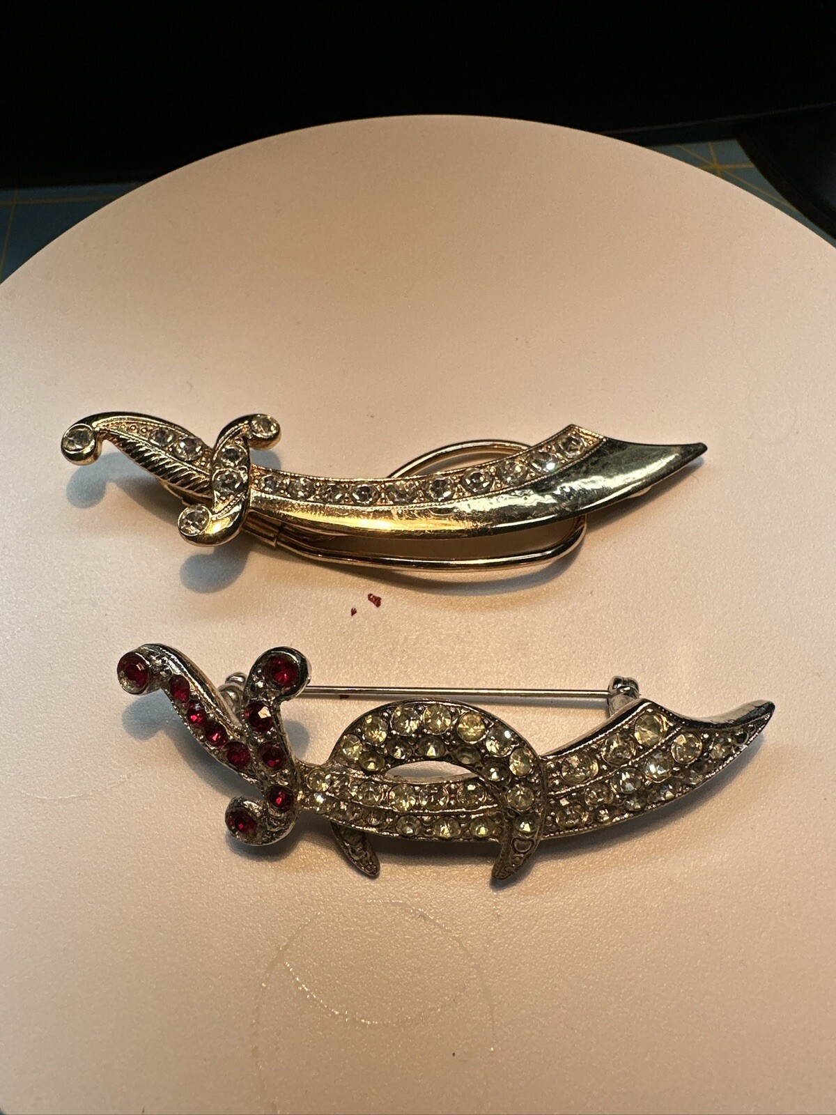 Vintage ORA Masonic Shriners Sword Rhinestone Brooch … - Gem