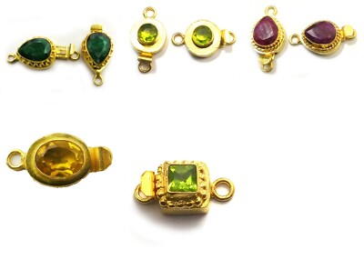 5 Sets Mix Lot Gemstone Box Clasp Mix Shape 1 Strand 18k Gold Plated | eBay