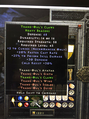 DIABLO 2: RESURRECTED D2R Trang-Oul's Claws Bracers Trang Gloves PC SC ...