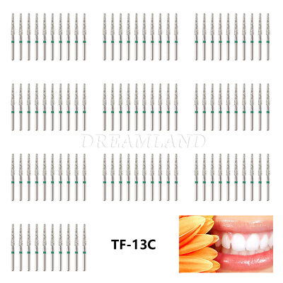 100pcs Dental Diamond Burs for High Speed Handpiece Taper Flat 1.6mm FG TF-13C | eBay