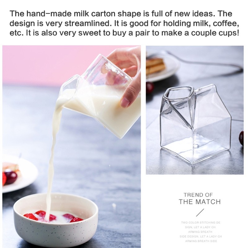 350ml Milk Glasses Milk Box Glass Mug Milk Box Cup Coffee Cups Handmade ...