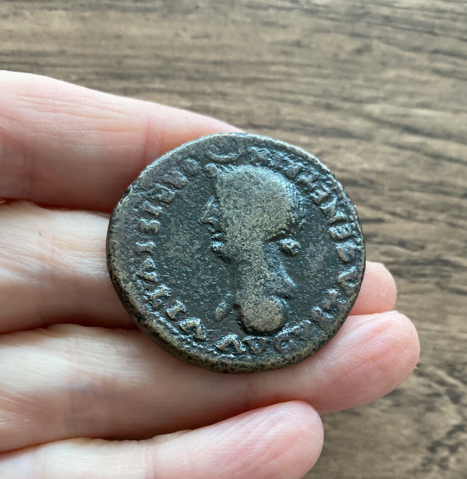 ROMAN. AUGUSTUS AND LIVIA. VERY LARGE BRONZE COIN OF HISPALIS, SPAIN ...