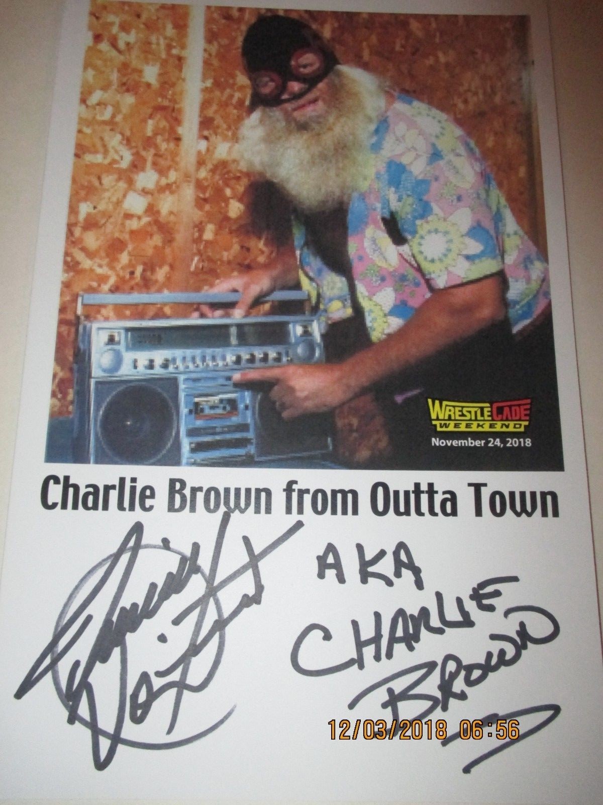 Signed 5 1/2 x 8 1/2 WWE HOF Jimmy Boogie Valiant/Charlie Brown Outta ...