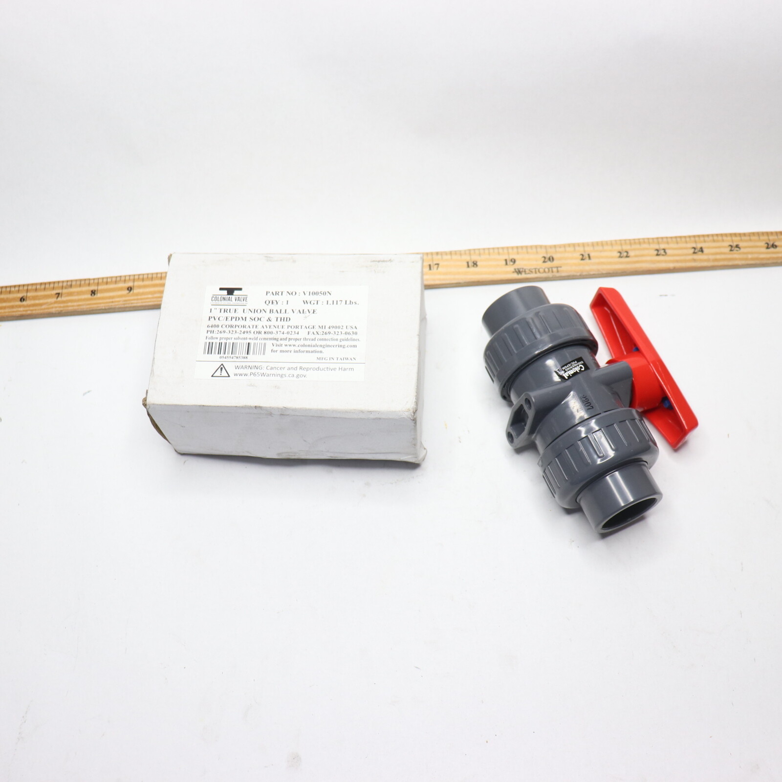 Colonial Valve Union Ball Valve PVC Gray 235psi 1" V10050N | eBay