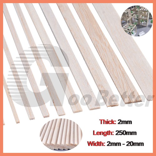 Balsa Wood Balsa Strip Flat Rod Bar 250mm Long DIY Model Make 2/3/4/5/8 ...