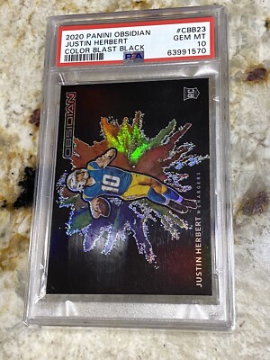 JUSTIN HERBERT 2020 Panini Obsidian Color Blast Black SSP PSA 10 #CBB23 ...