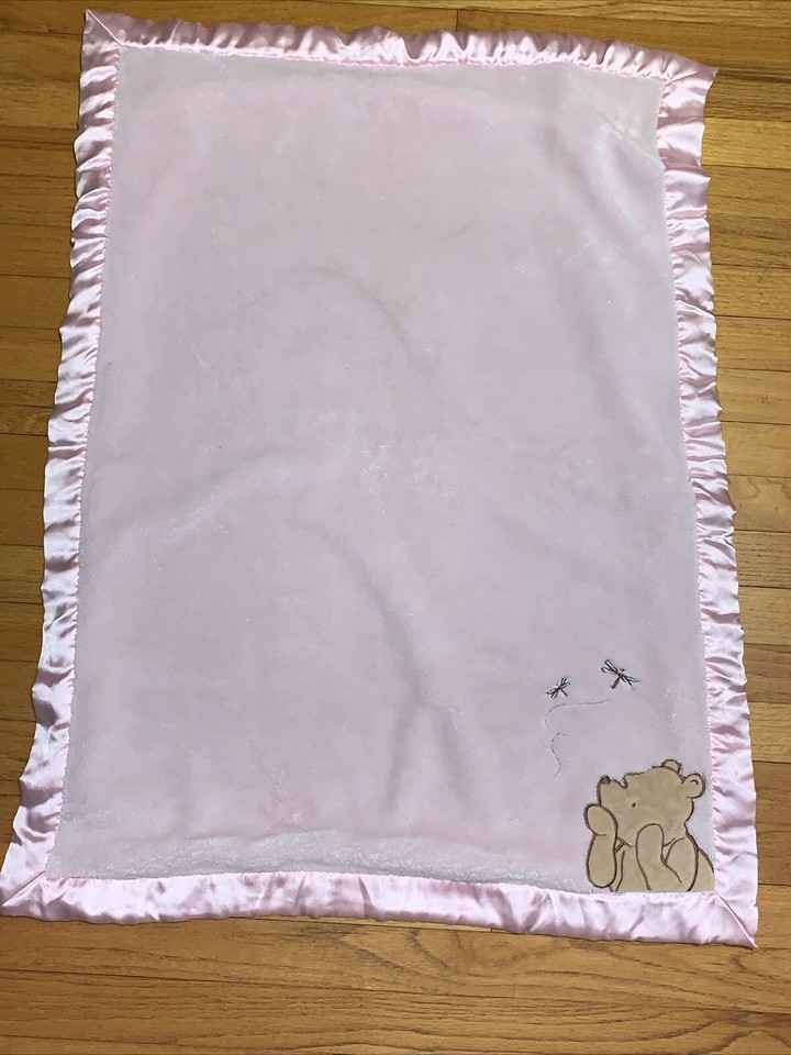 Disney Winnie the Pooh & Dragonflies Pink Satin Back & Trim Baby ...