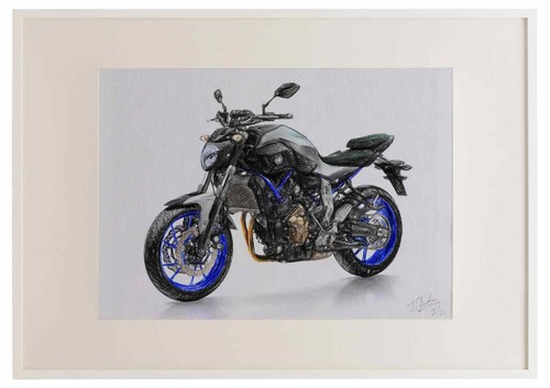 2015 yamaha mt07 A2 framed limited edition print drawing | eBay