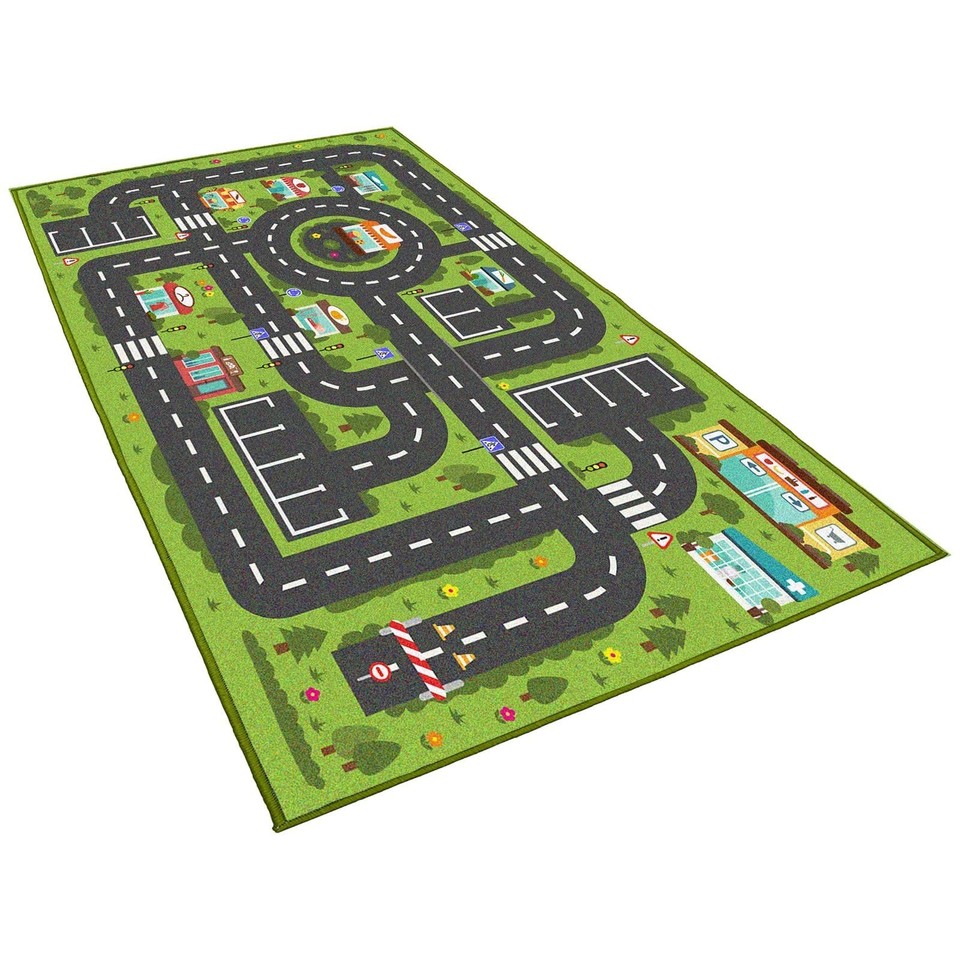 Car Rug Play Mat 4'7" × 6'7", Road Rug Carpet for Kids, City Life ...