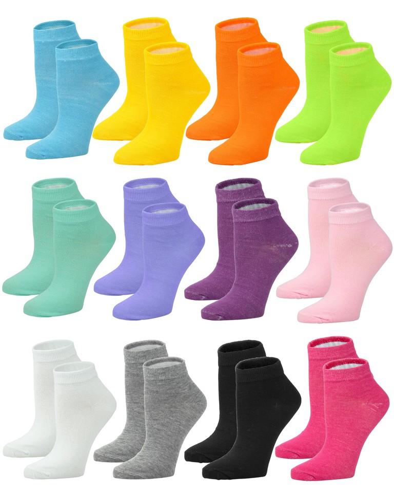 12-Pair Women's Ankle Socks, Colorful Comfortable Lightweight ...