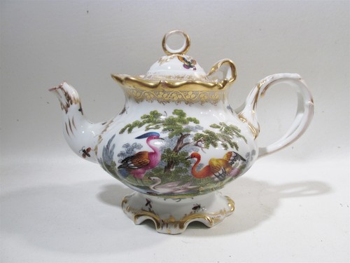 Hand Painted Richard Klemm Dresden Birds of Paradise Teapot Insects ...
