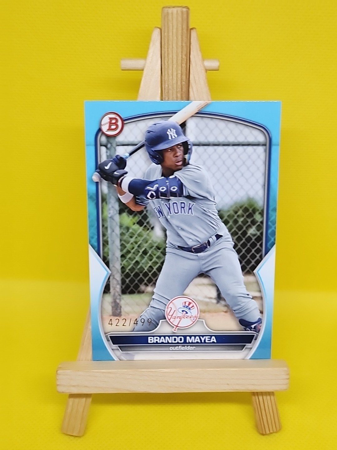 Brando Mayea #'d 422/499 2023 Bowman Draft Sky Blue New York Yankees # ...