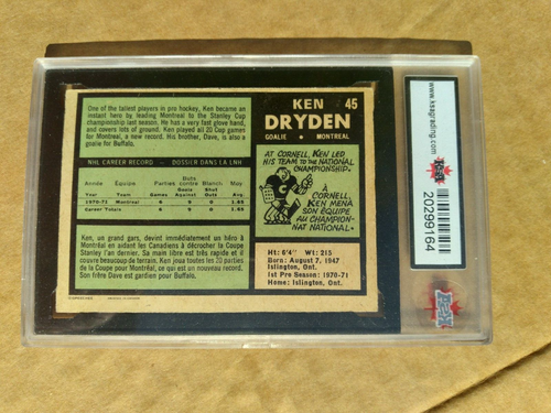 1971-72 OPC Hockey # 45 Ken Dryden Rookie Card KSA 5 EX | eBay