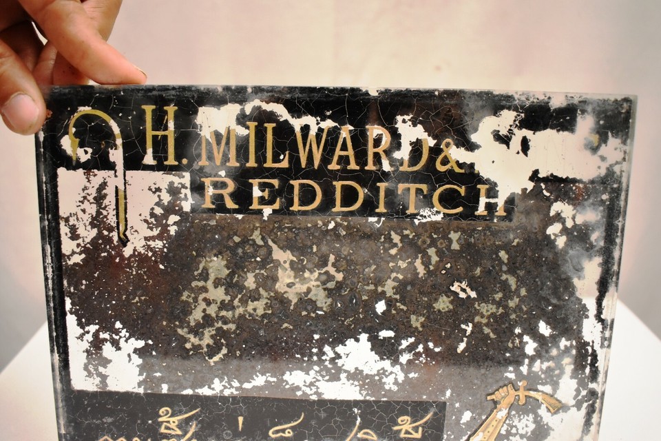 Antique Advertising Mirror H Milward & Sons Redditch Fishing Tackle ...