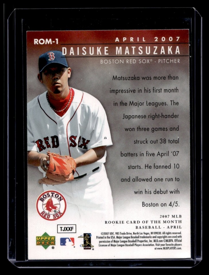 2007 Upper Deck Daisuke Matsuzaka MLB Rookie Card of the Month | eBay