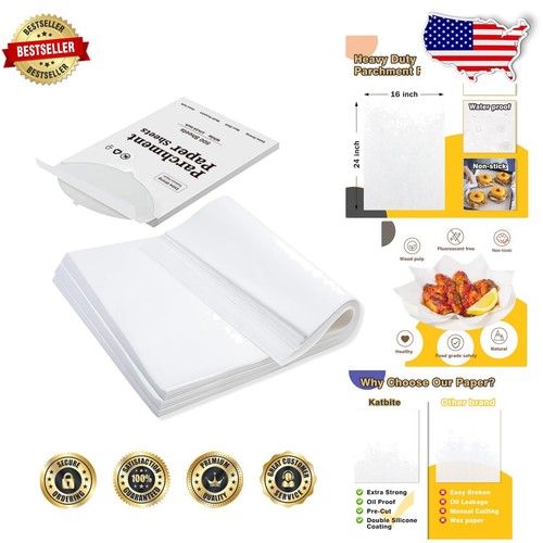 16x24 Inches Pre-Cut Parchment Paper - 500 Sheets for Easy Baking ...