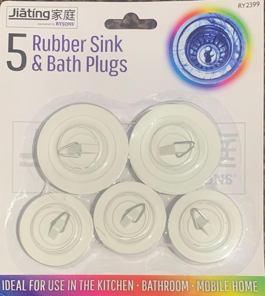 Rubber bath & Sink Plug 5 cm & 4cm Sink Basin Bathroom Kitchen 5 X ...