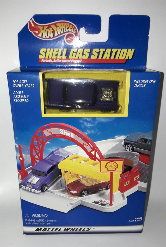 1999 Hot Wheels Shell Gas Station w/ Purple 1957 '57 Chevy NEW Vintage ...