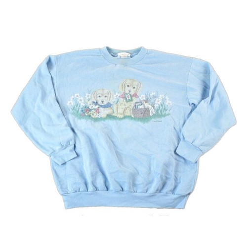 Vintage 1980s Carroll Reed Cute Puppy Crewneck Sweatshirt Womens L | eBay