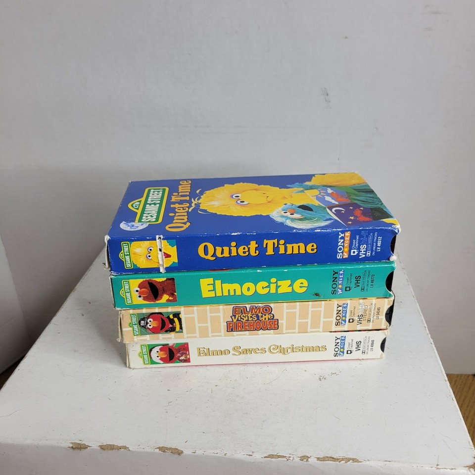 Sesame Street Lot Of 4 VHS Tapes Elmo Big Bird Quiet Time Fire House ...