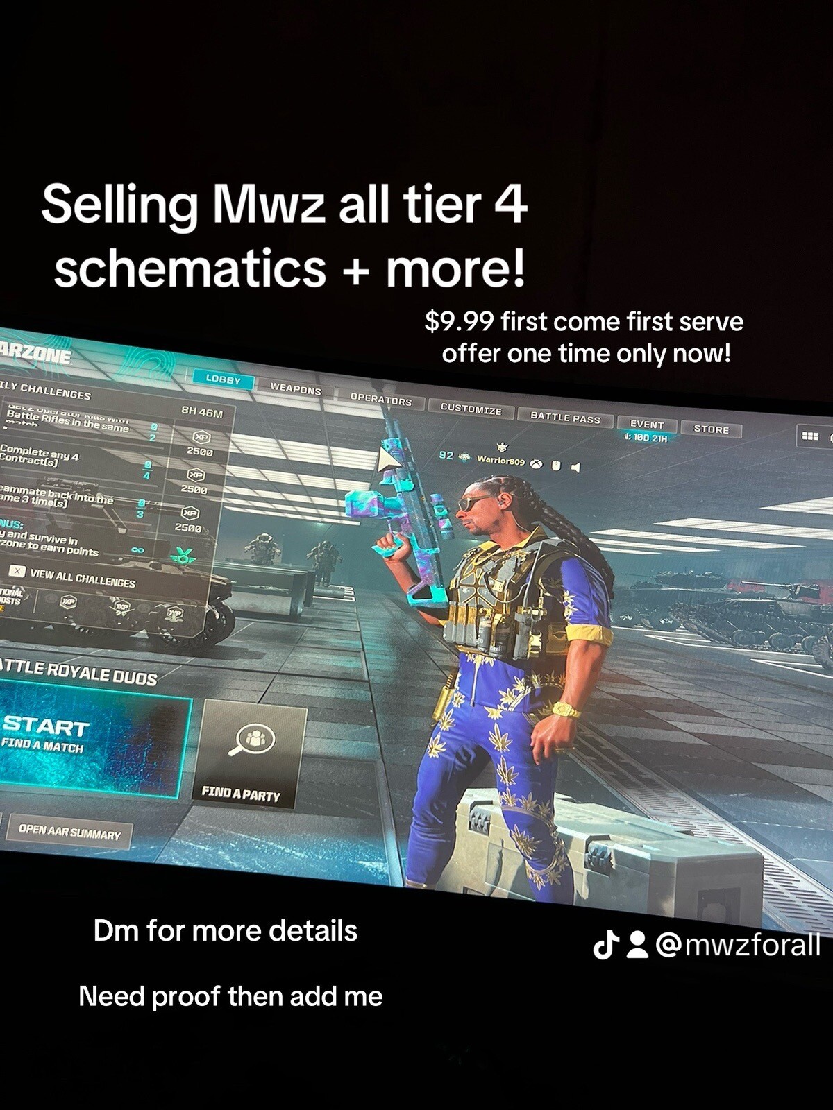 Call of Duty MW3 MWZ Zombies Mastery Kit All Tier 4 Schematics | eBay