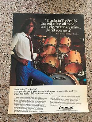 1981 VINTAGE 8X11 PRINT Ad FOR LUDWIG DRUMS WITH ALAN GRATZER OF REO ...