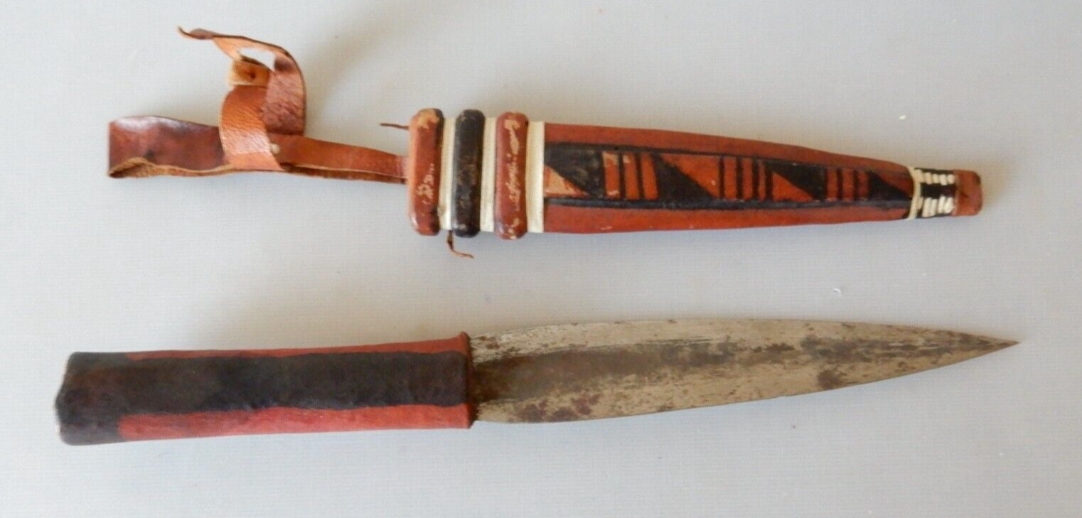 Vintage 9" Dervish Dagger (North African) in leather sheath, all ...