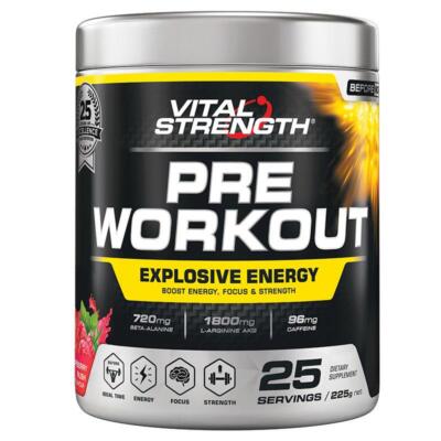 VitalStrength Pre Workout Powder Raspberry Rush 225g | eBay
