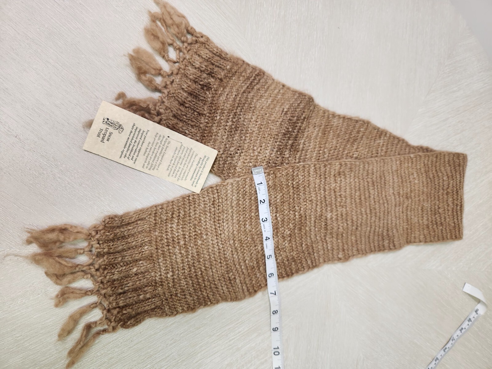 Handmade Chunky Knit Scarf Camel Wool From Snow Leopard Trust 46X6.5 ...